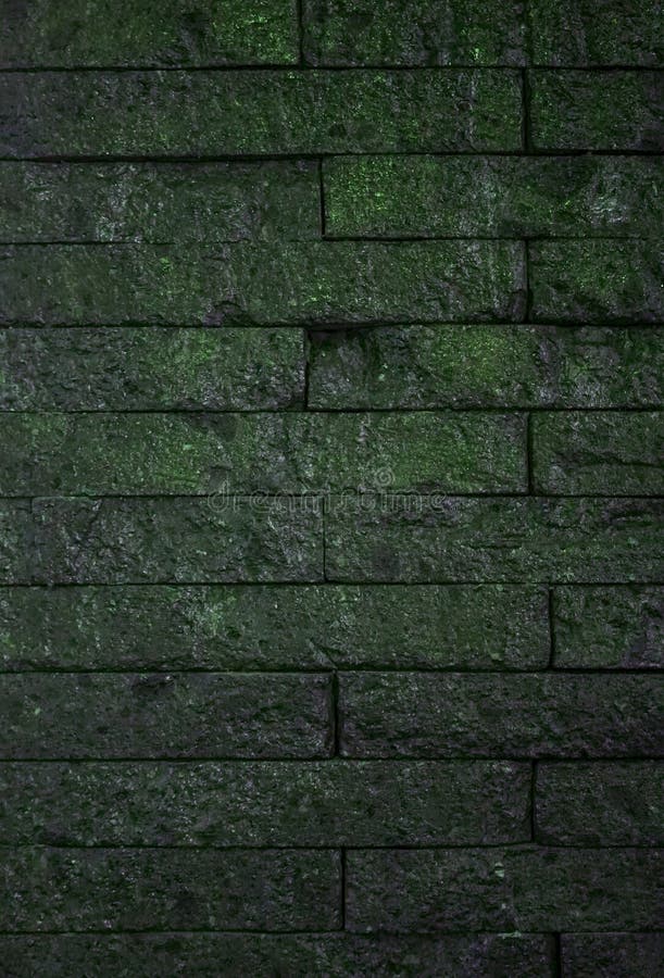 Green Brick Texture. Brick with Grass Stock Photo - Image of covered ...