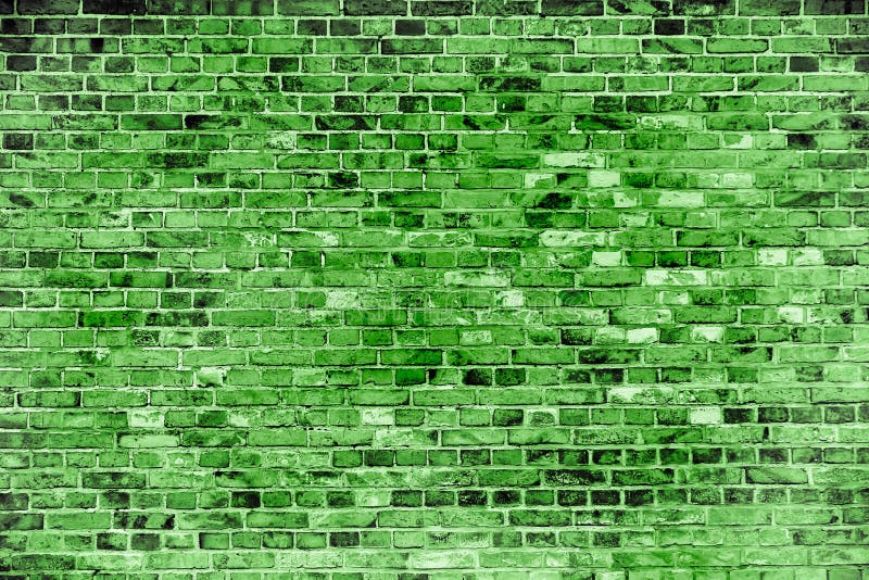 Green Brick Wall Painted with Different Tones and Hues of Green As ...