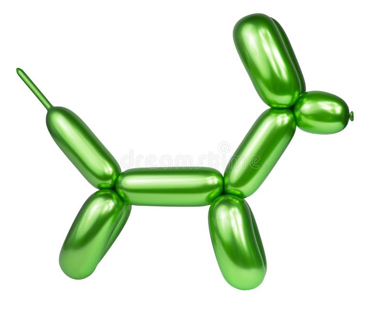 Green Bright Balloon Dog Isolated on the White Stock Photo - Image of ...