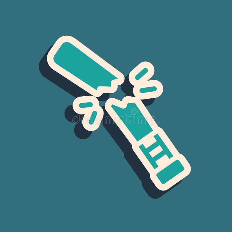 Green Broken Baseball Bat Icon Isolated on Green Background. Long ...