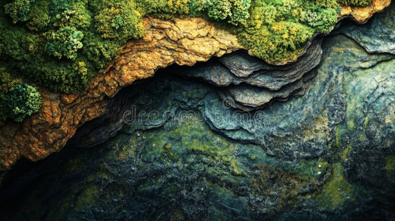 Green and Brown Moss and Rock Texture Closeup Stock Illustration ...