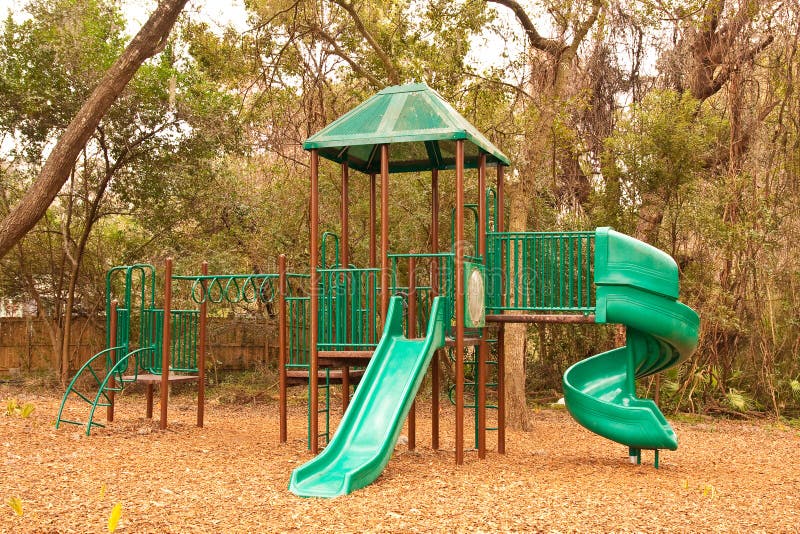 Green and Brown Playground in a Park Stock Photo - Image of leisure ...
