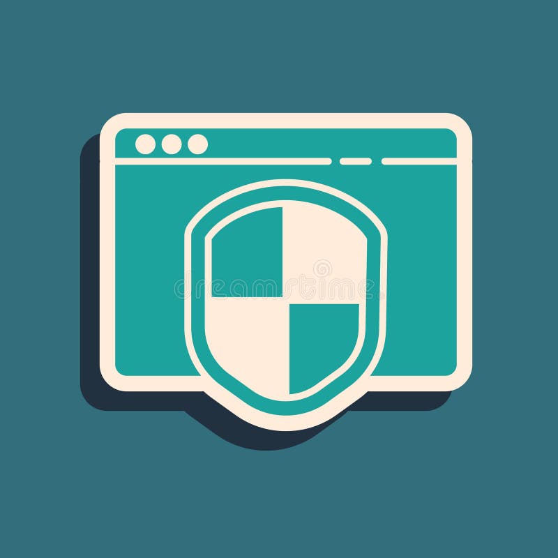Green Browser with Shield Icon Isolated on Green Background. Security ...
