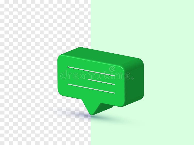 Illustration Realistic Green Bubble Chat Message Icon Modern Style 3d ...
