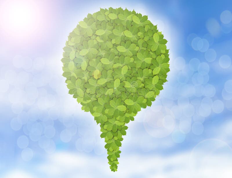 Green Bubble Made of Green Leaves on Sky Background Stock Illustration ...