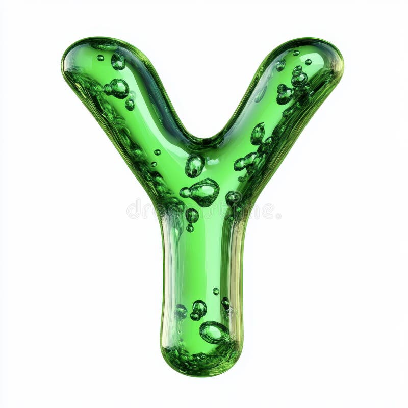 A Green, Bubbly Letter "Y" Resembling a Liquid Design Stock ...