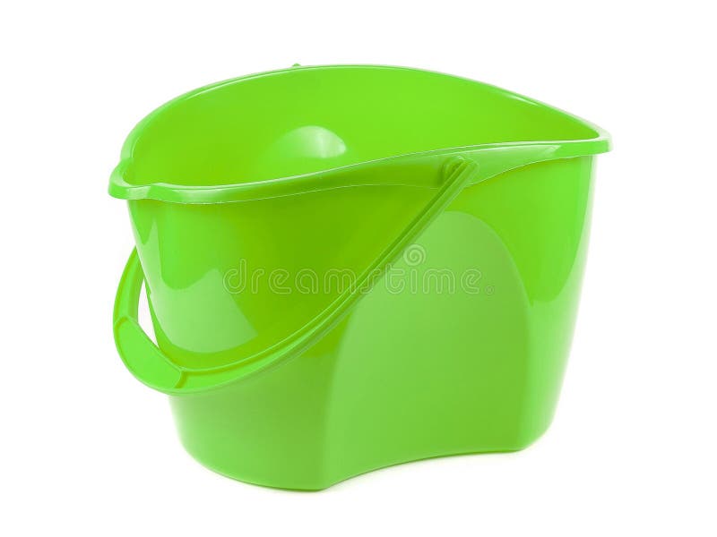 Green Bucket for Cleaning Isolated on White Background Stock Photo ...