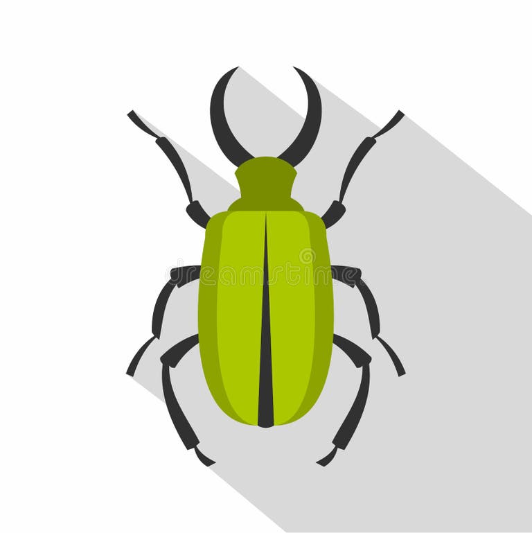Green bug icon, flat style stock vector. Illustration of harmful - 89192176