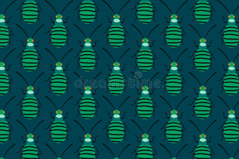 Green Bug Pattern on Green. Insects Dark Background Stock Illustration ...