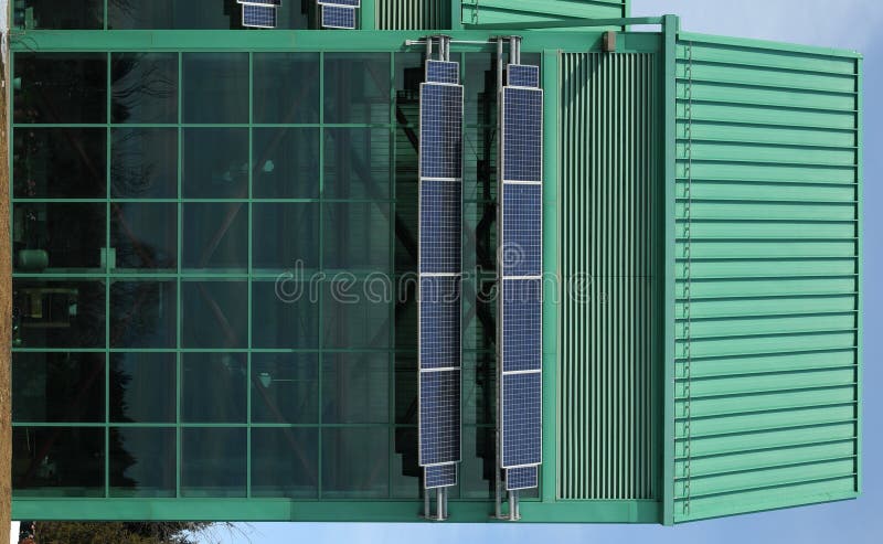Green Building with Solar Panels Stock Photo - Image of energy ...