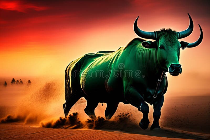 Green bull breaking stock illustration. Illustration of cattle - 317796843