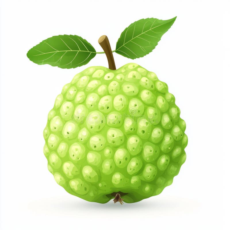 Green, Bumpy, and Round Fruit with Leaves Stock Illustration ...