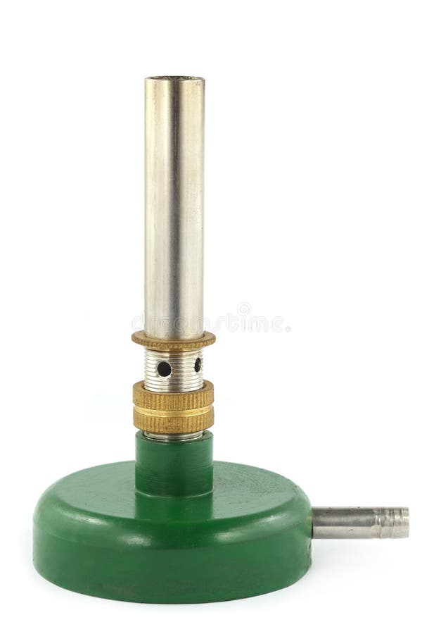 Bunsen Burner Heating Flask with Science Equipment in Laboratory Stock ...