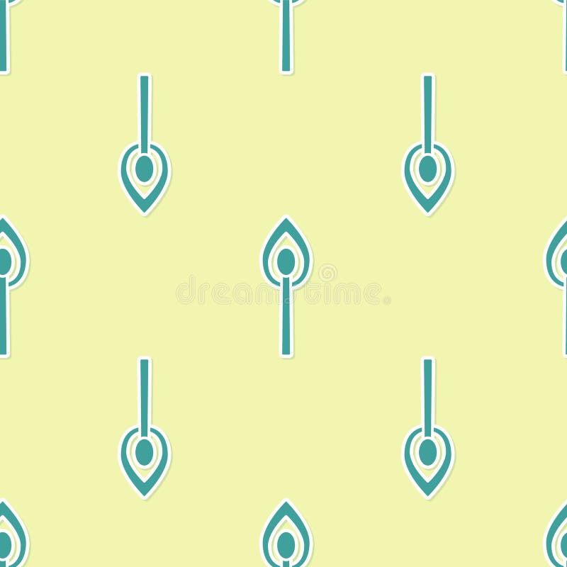 Green Burning Match with Fire Icon Isolated Seamless Pattern on Yellow ...