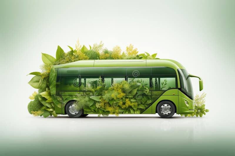 Green Bus Powered by Clean Carbon Neutral Energy Stock Image - Image of ...