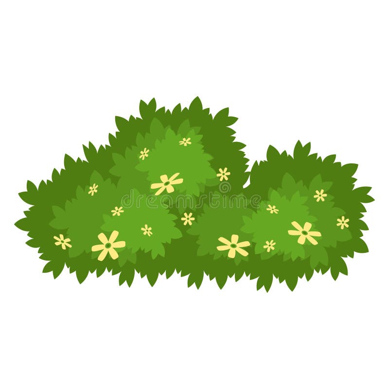 Green Bush with Flower Illustration Stock Vector - Illustration of ...