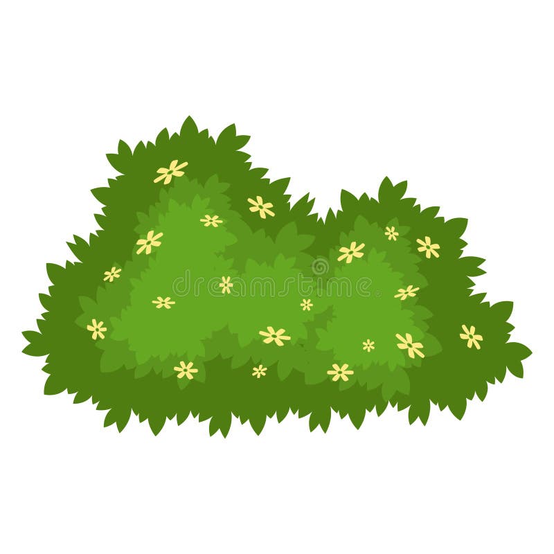 Green Bush with Flower Illustration Stock Vector - Illustration of ...