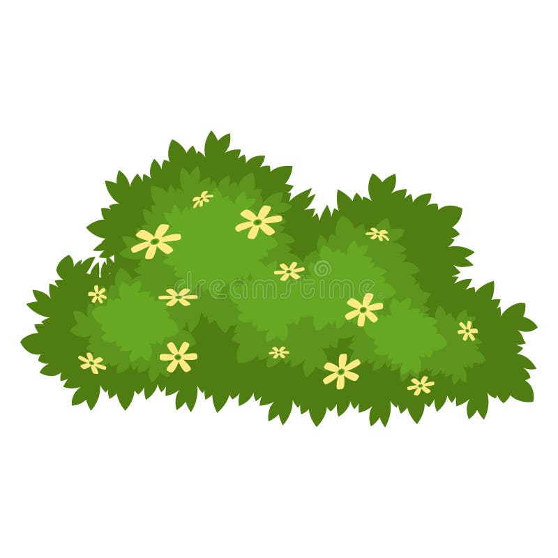 Green Bush with Flower Illustration Stock Vector - Illustration of ...