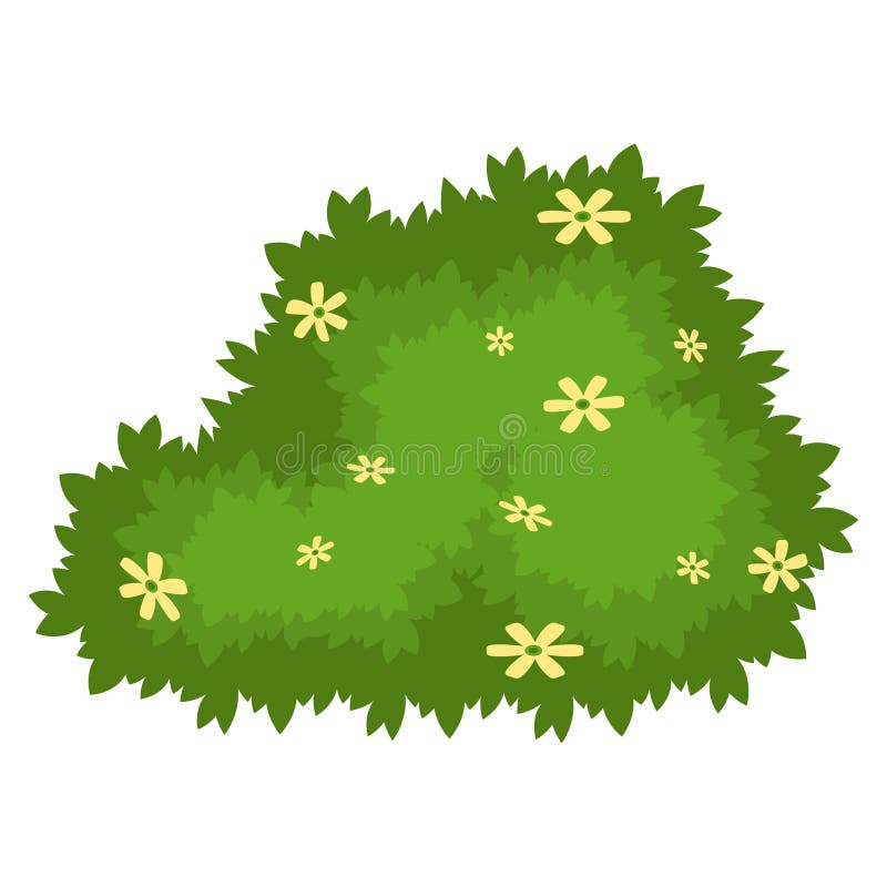 Green Bush with Flower Illustration Stock Vector - Illustration of ...