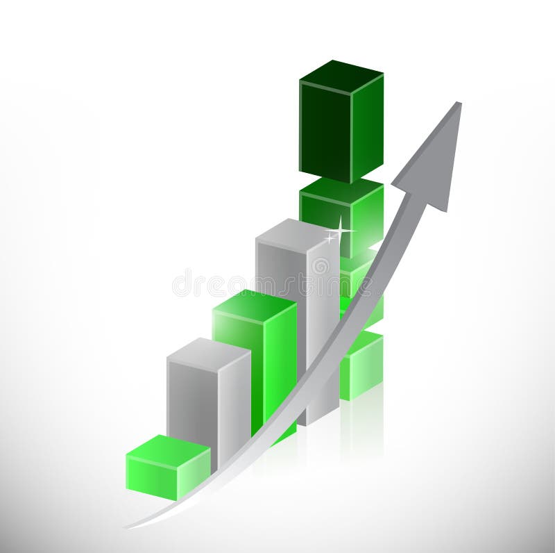 Green Business Graph and Arrow Illustration Stock Illustration ...