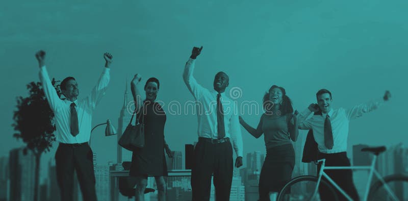 Green Business People Celebrating Successful Concept Stock Image ...