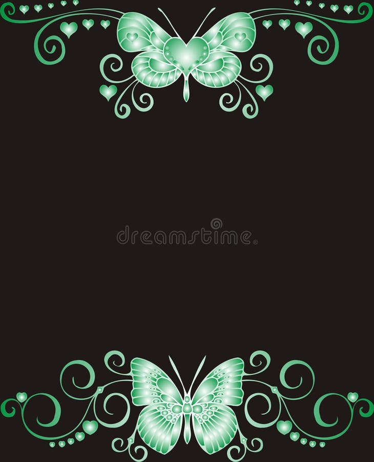 Green Butterfly Frame for Greeting Card - Stock Illustration ...