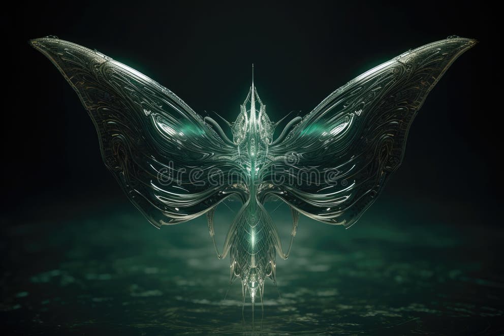 A Green Butterfly with Wings Stock Illustration - Illustration of ...