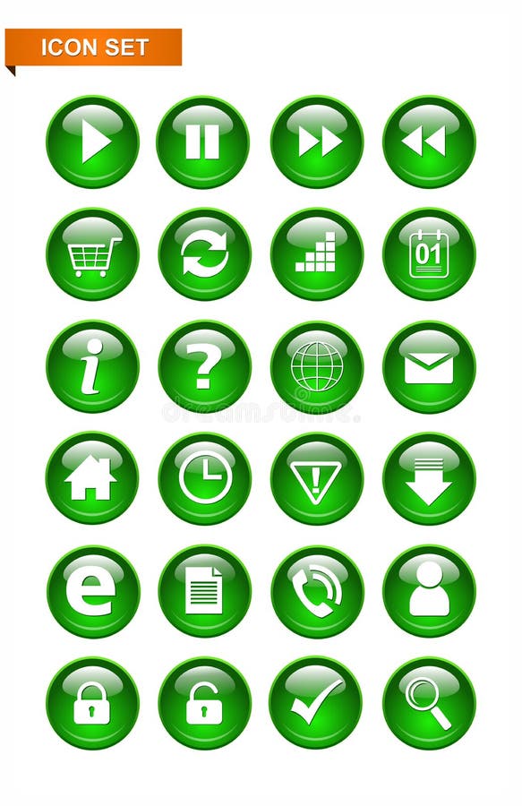 Green button icon set stock vector. Illustration of circle - 36901694