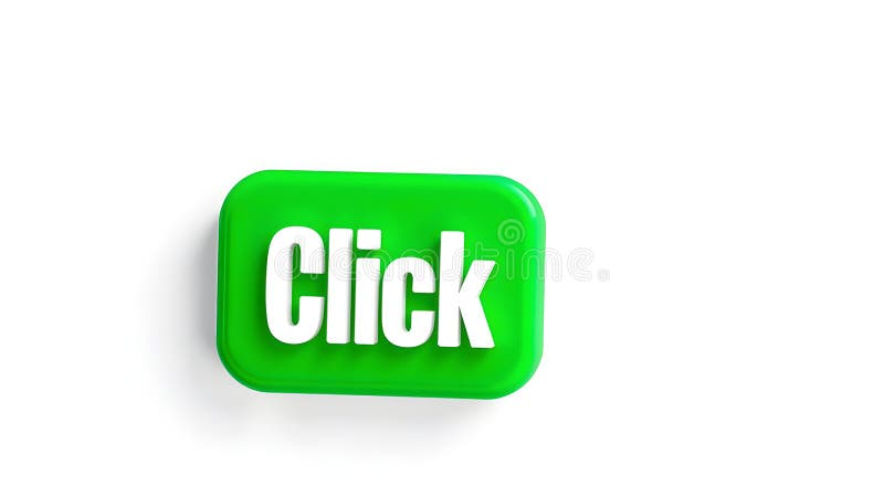 Green Button Inviting To Click on White Background Stock Illustration ...