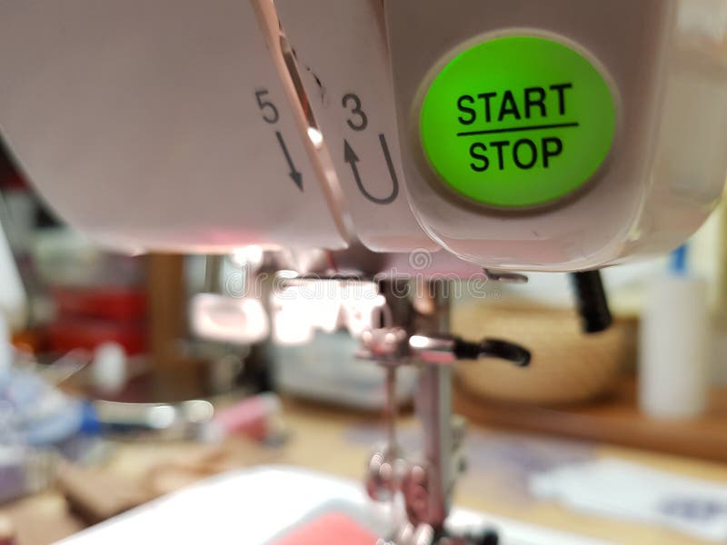 `Start` Button on the Sewing Machine Stock Photo - Image of machine ...