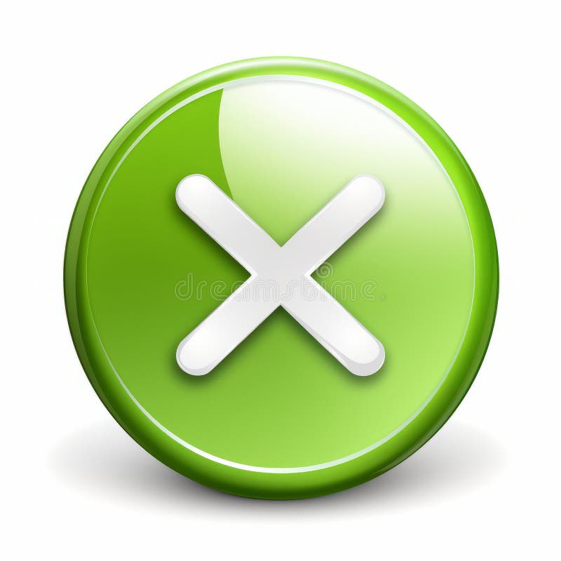 A Green Button with an X Symbol on it Stock Illustration - Illustration ...