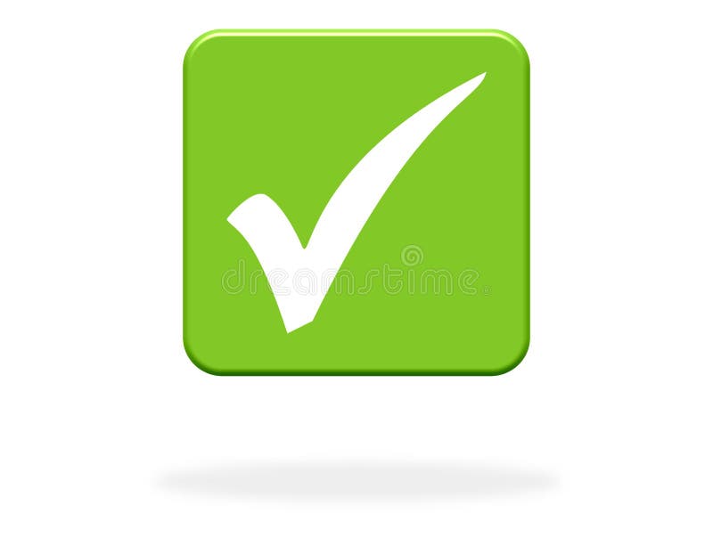 Green Button with Tick Icon - Check or Approved Stock Illustration ...