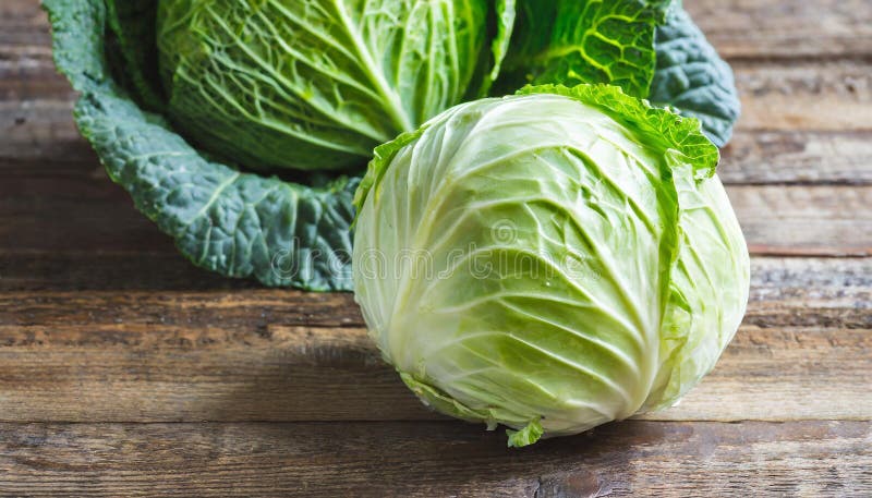 Green Cabbage, Copyspace on a Side Stock Illustration - Illustration of ...
