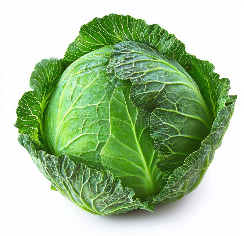 Green Cabbage, Single Head, Fresh Vegetable, Isolated on White ...