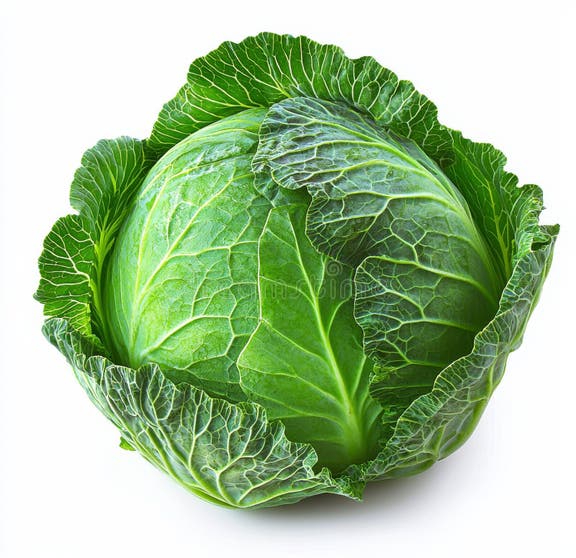 Green Cabbage, Single Head, Fresh Vegetable, Isolated on White ...