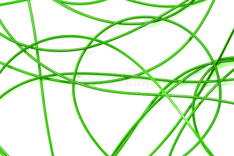 Green Cable on a White Background Stock Image - Image of closeup, white ...