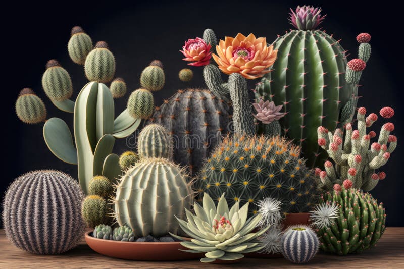 Green Cacti Collection. Illustration Generative AI Stock Illustration ...