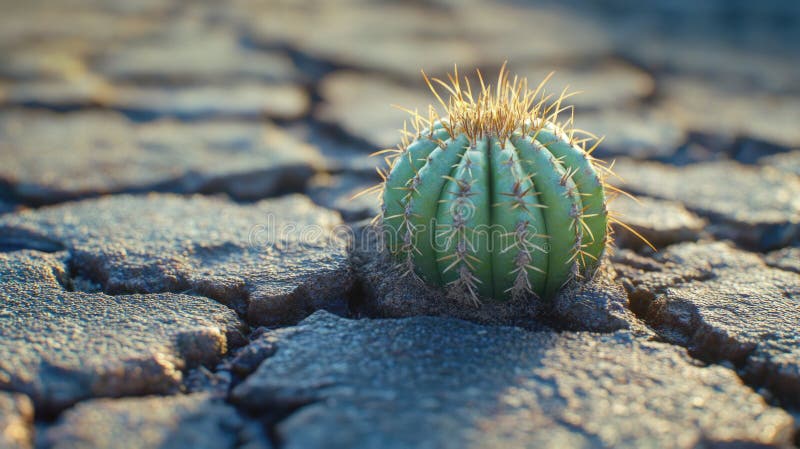 Green Cactus Dry Cracked Ground Desert Landscape Stock Photos - Free ...