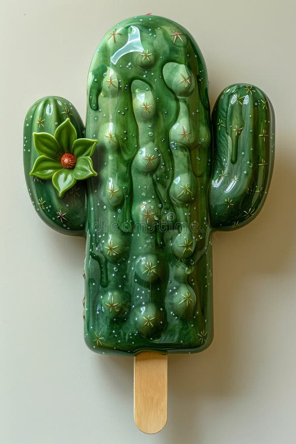 Green Cactus Ice Cream on Stick Stock Photo - Image of cooking, nature ...