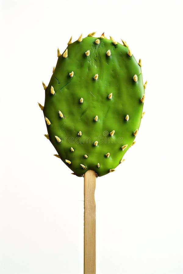 A Green Cactus on Popsicle Stick, White Background. Creative Cactus Ice ...