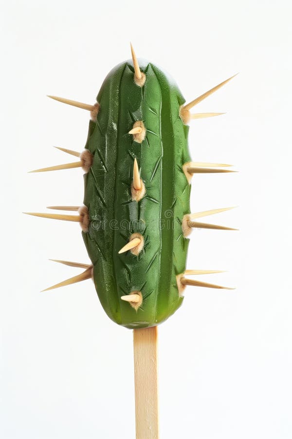 A Green Cactus on Popsicle Stick, White Background. Creative Cactus Ice ...