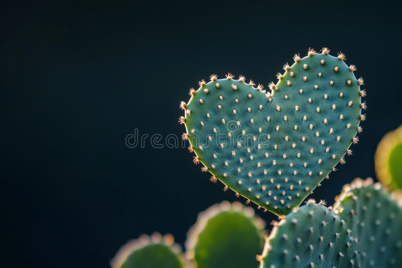 Green Cactus in the Shape of a Heart Stock Illustration - Illustration ...