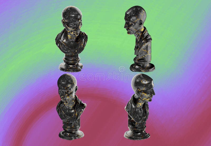 The Green Caesar Digital Portrait Bust in Black Marble and Gold Graphic ...