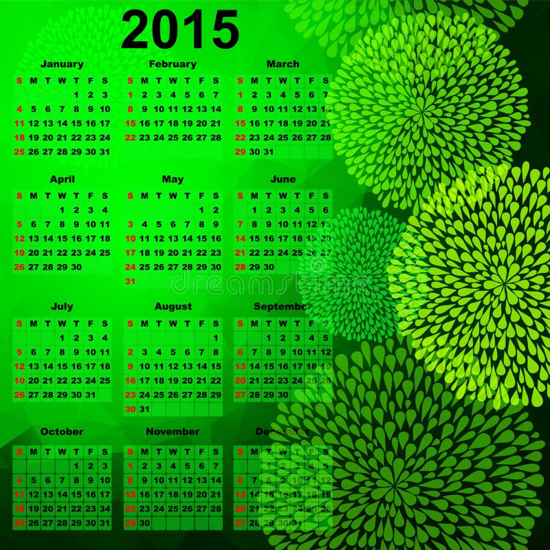 Calendar for 2015 with Mesh Stock Vector - Illustration of ornament ...