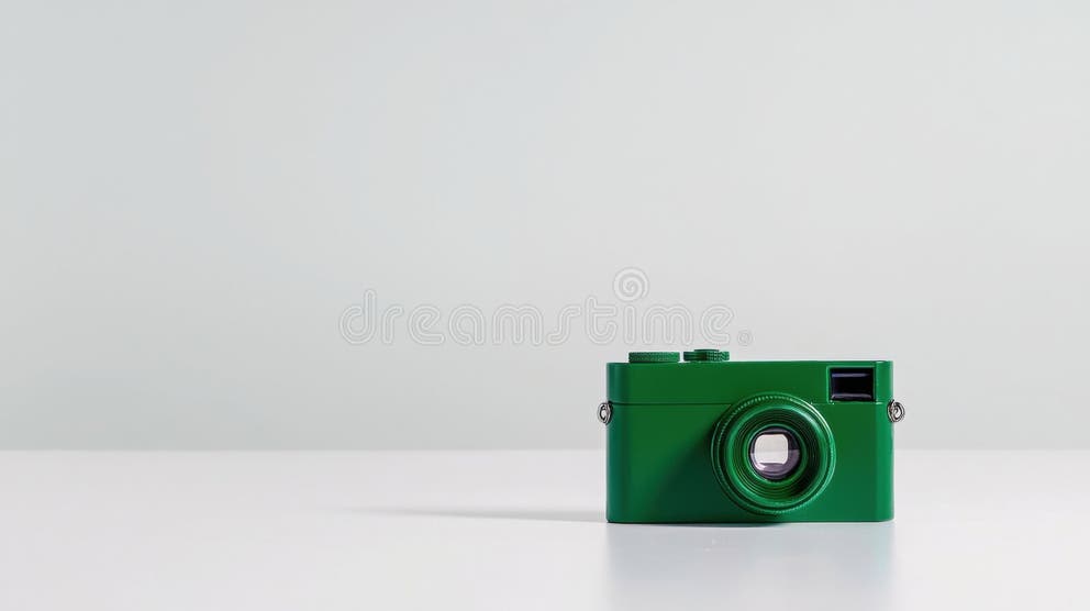 A Green Camera with a Lens and Flash. Stock Image - Image of small ...