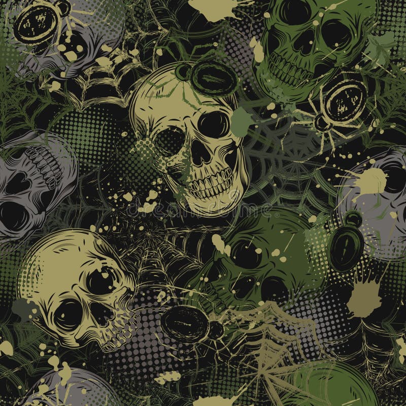 Green Skulls Pattern Stock Illustrations – 387 Green Skulls Pattern ...