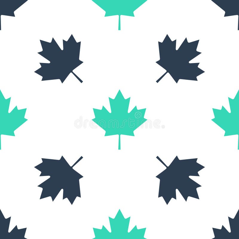 Green Canadian Maple Leaf Icon Isolated Seamless Pattern on White ...