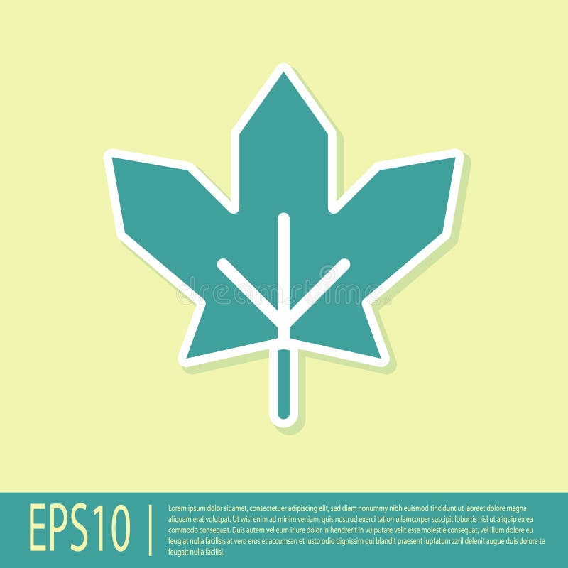 Green Canadian Maple Leaf Icon Isolated on Yellow Background. Canada ...