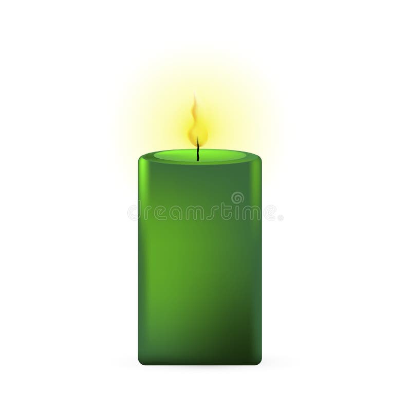 Green Candle in Modern Style. Decoration Illustration. Romantic ...