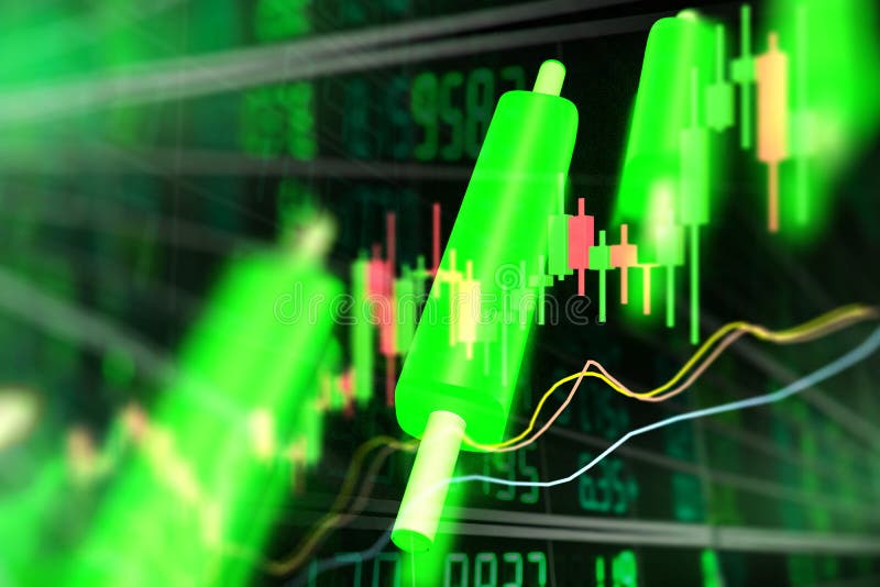 Green Candle Stick on Stock Market Chart Stock Illustration ...